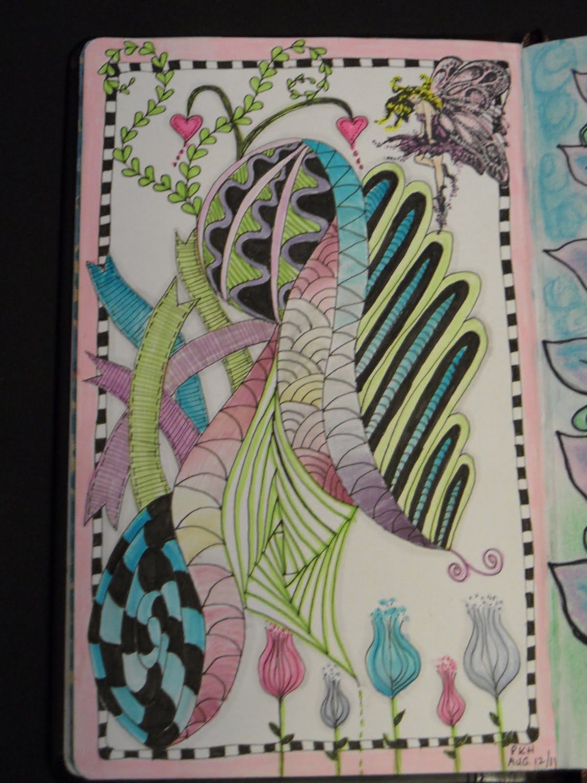 Trish's Artistic Adventures: Zentangle Inspired Art - Art Journal page