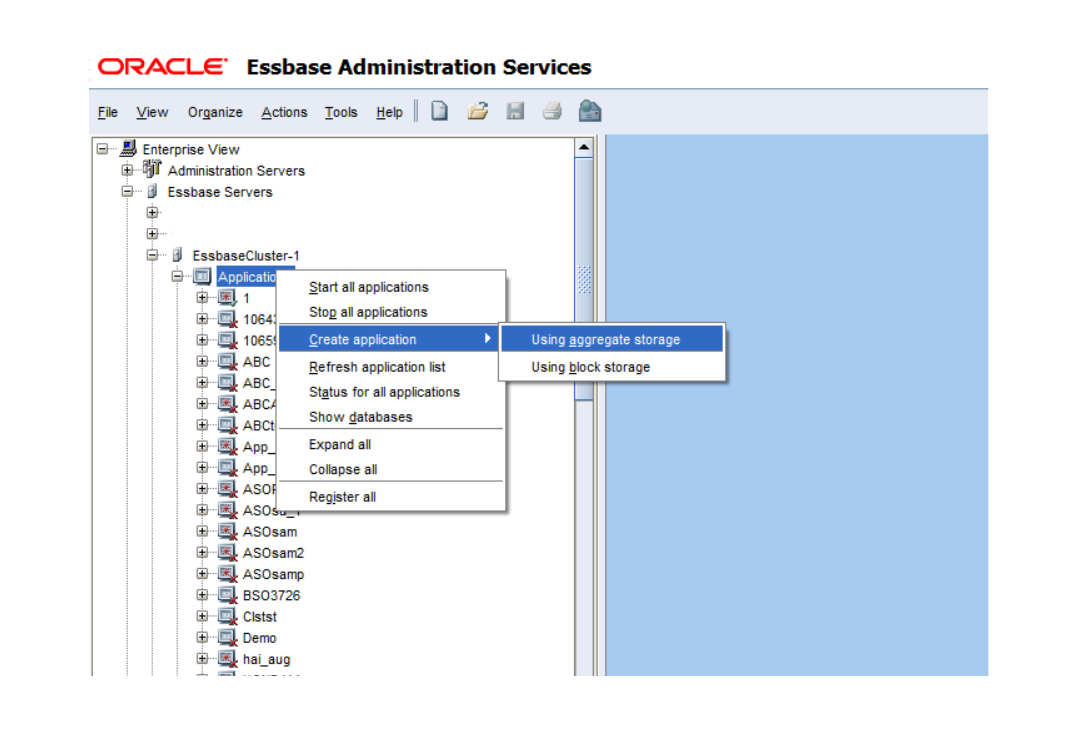 Creating Application and Database in Essbase - Hyperion | Shubu