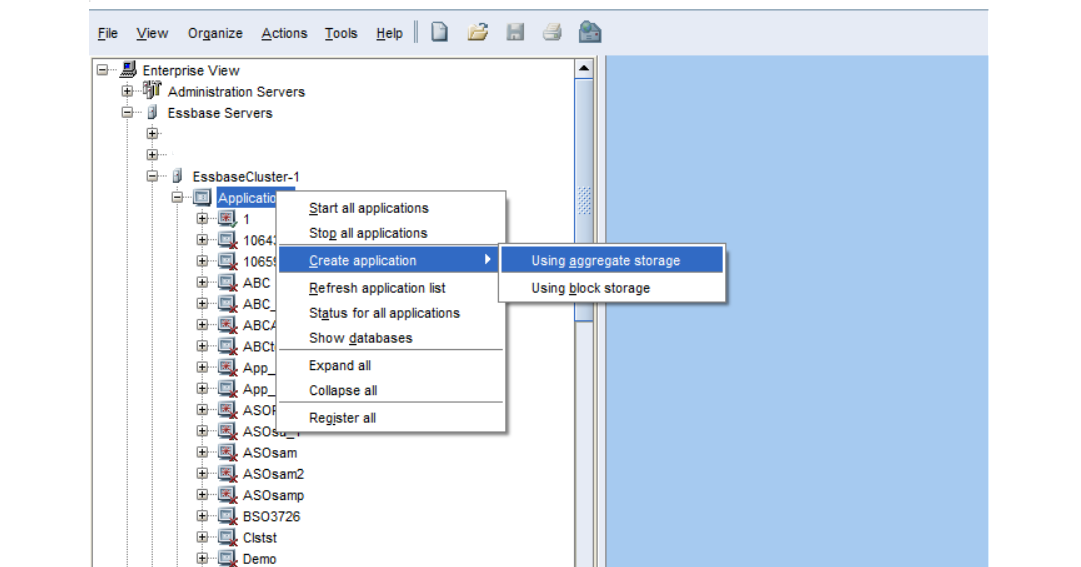 Creating Application and Database in Essbase - Hyperion | Shubu