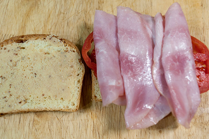 Things wot I Made Then Ate: Brioche, ham and tomato sandwich