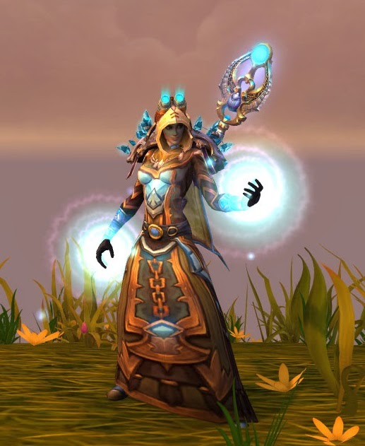 Mage Transmog Selfies (Human Female): Blue and Gold Mage Transmog