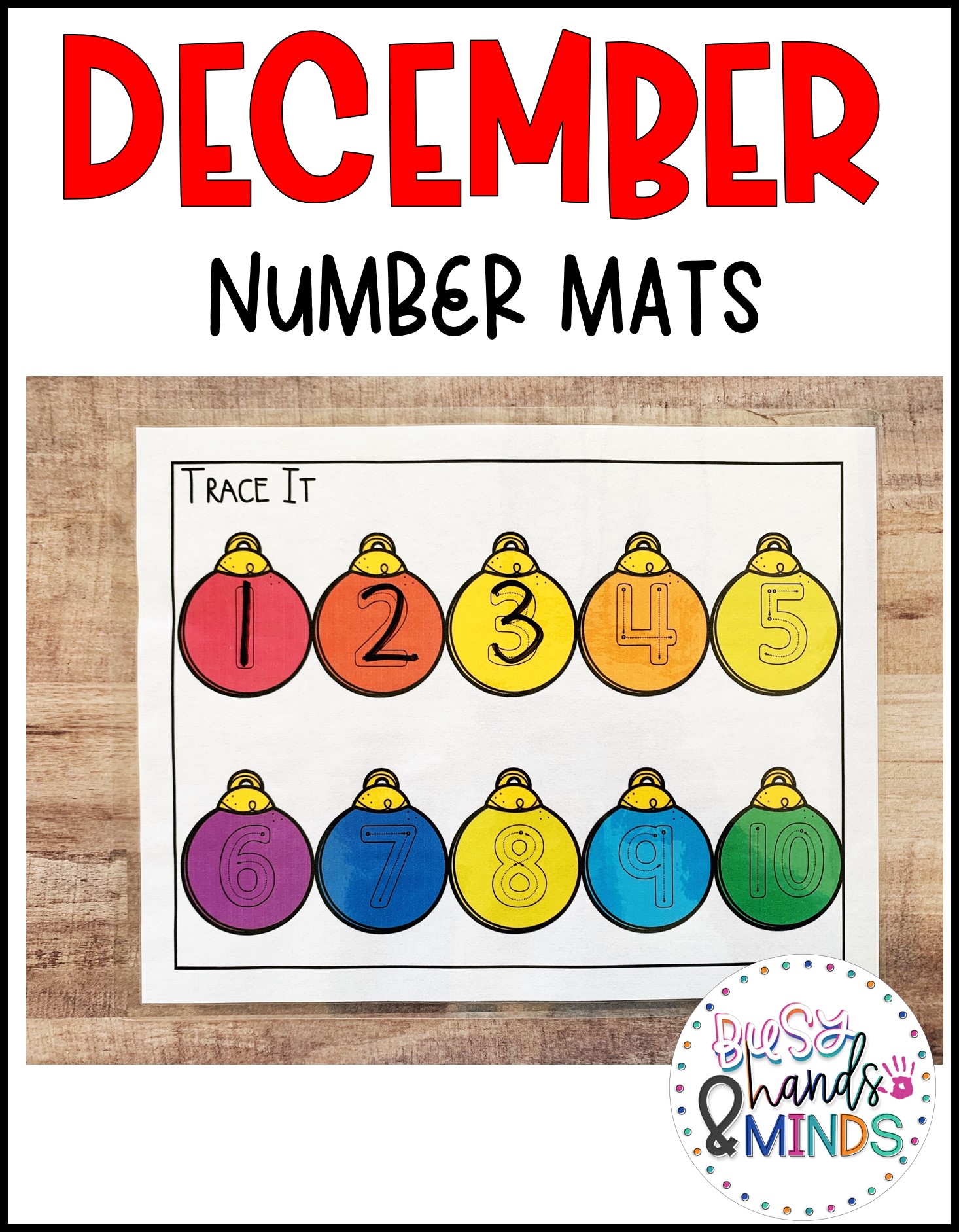 December Number Mats for Preschoolers | Busy Hands and Minds