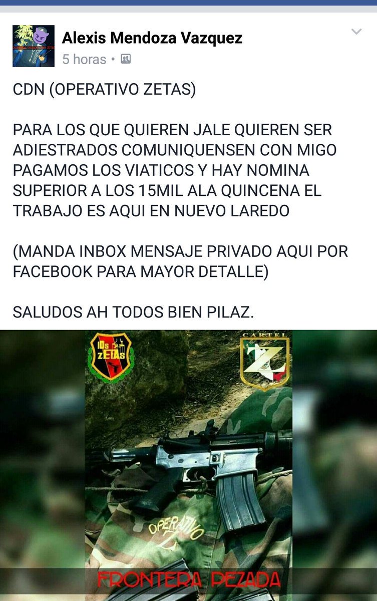 CDN Operativo Zetas y su bolsa de trabajo de hasta 15mil solo que no ...