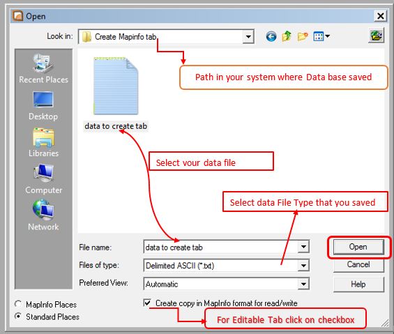 Create (Read/Writable) Editable Mapinfo Tab