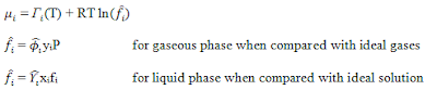 Chemical Engineering: Thermodynamics: Fugacity for solution