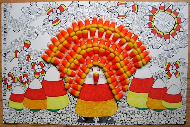 Doodle a candy corn turkey, landscape, birds, butterflies etc ...