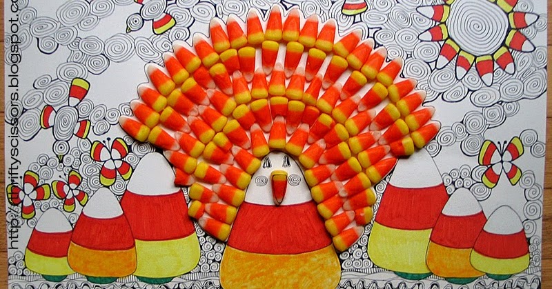 Doodle a candy corn turkey, landscape, birds, butterflies etc ...