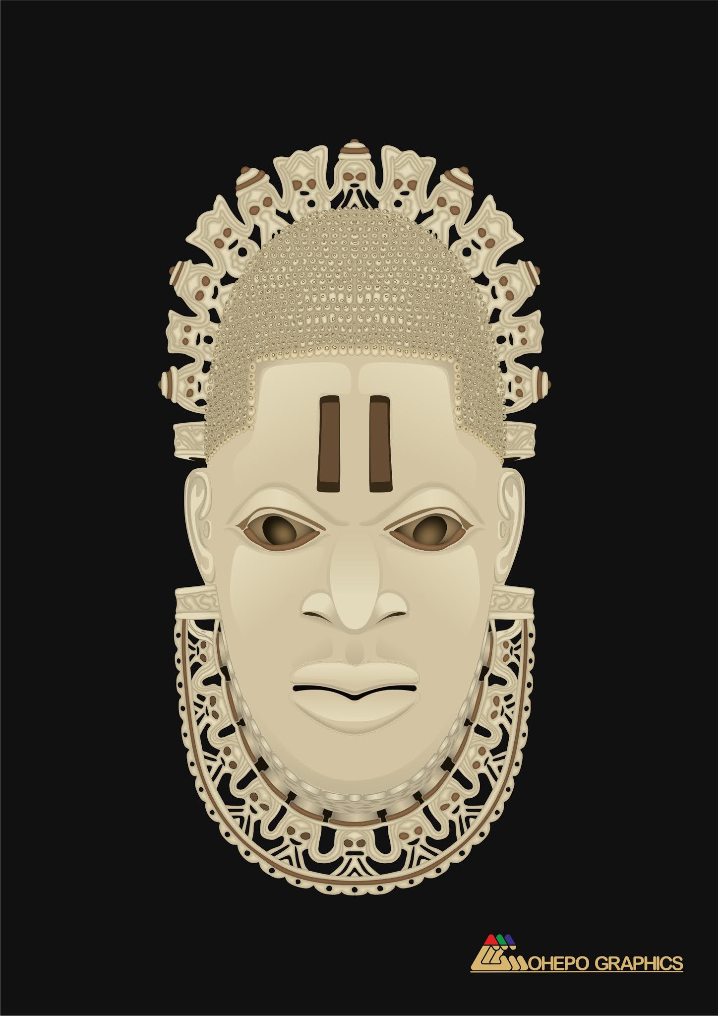 IdiaOnBans : Vector Graphics of the Benin Idia Mask By OhepoGraphics
