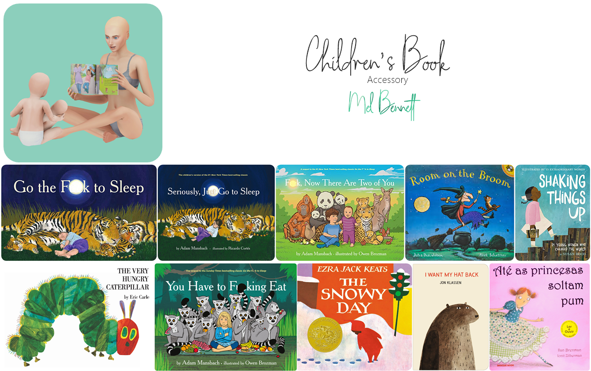 Sims 4 Opened Book (Adult) and Children's Book Acc - Mel Bennett