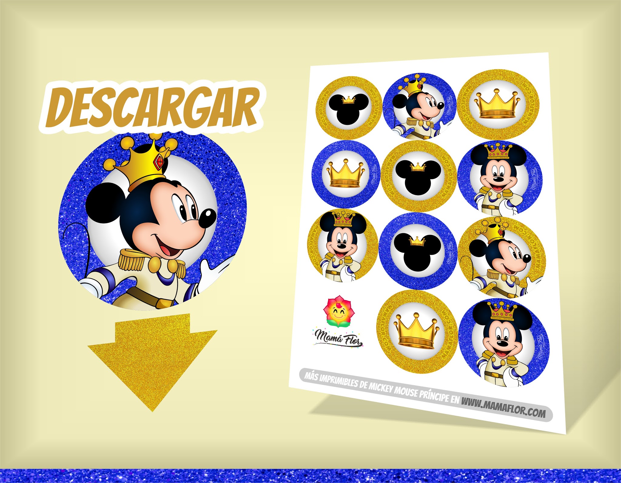 Preciosos Toppers de Mickey Mouse Príncipe - MamaFlor.com