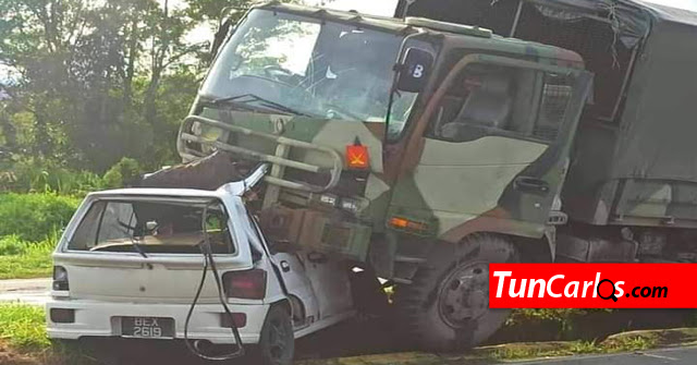 Dua kenderaan bertembung dengan trak tentera, tiga maut - Tun Carlos