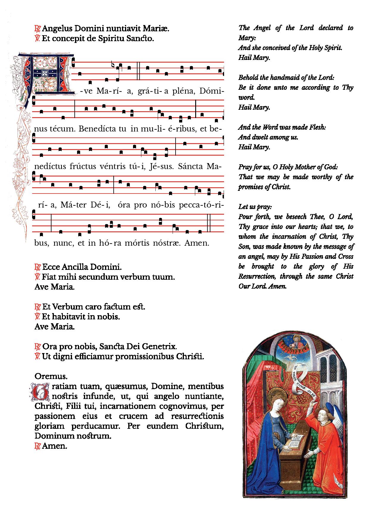 New Liturgical Movement: A Prayer Card of the Angelus, and a Recording ...