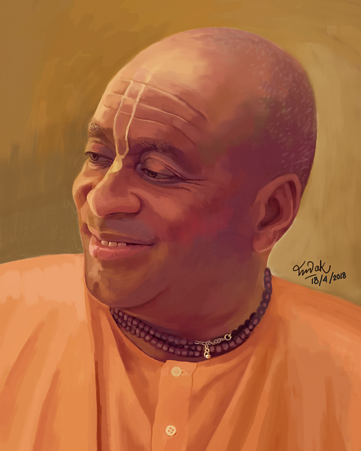 K-Visuals: HH Devamrita Swami Portrait Art by USKdas