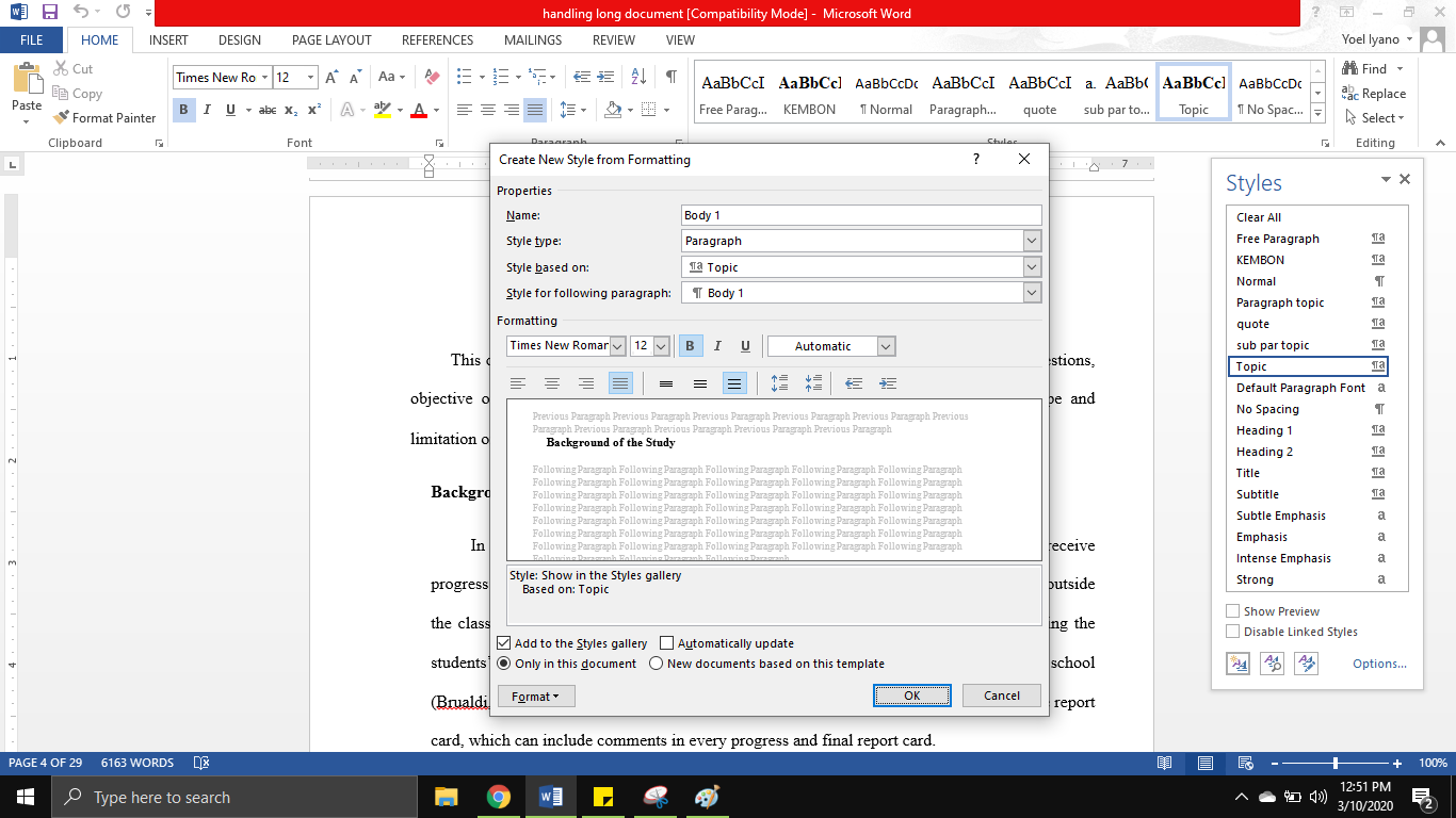 How to Use Styles in Ms. Word