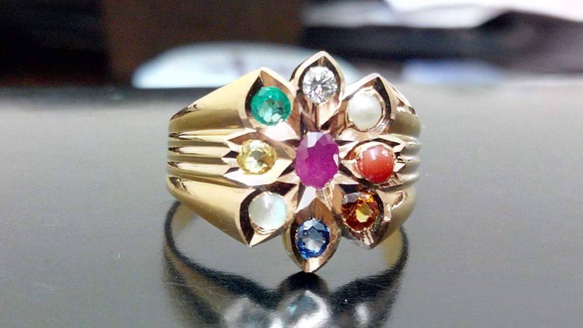 Gold Real Navaratna Stone Rings | 916 jewellery - Indian GOLD jewellery ...