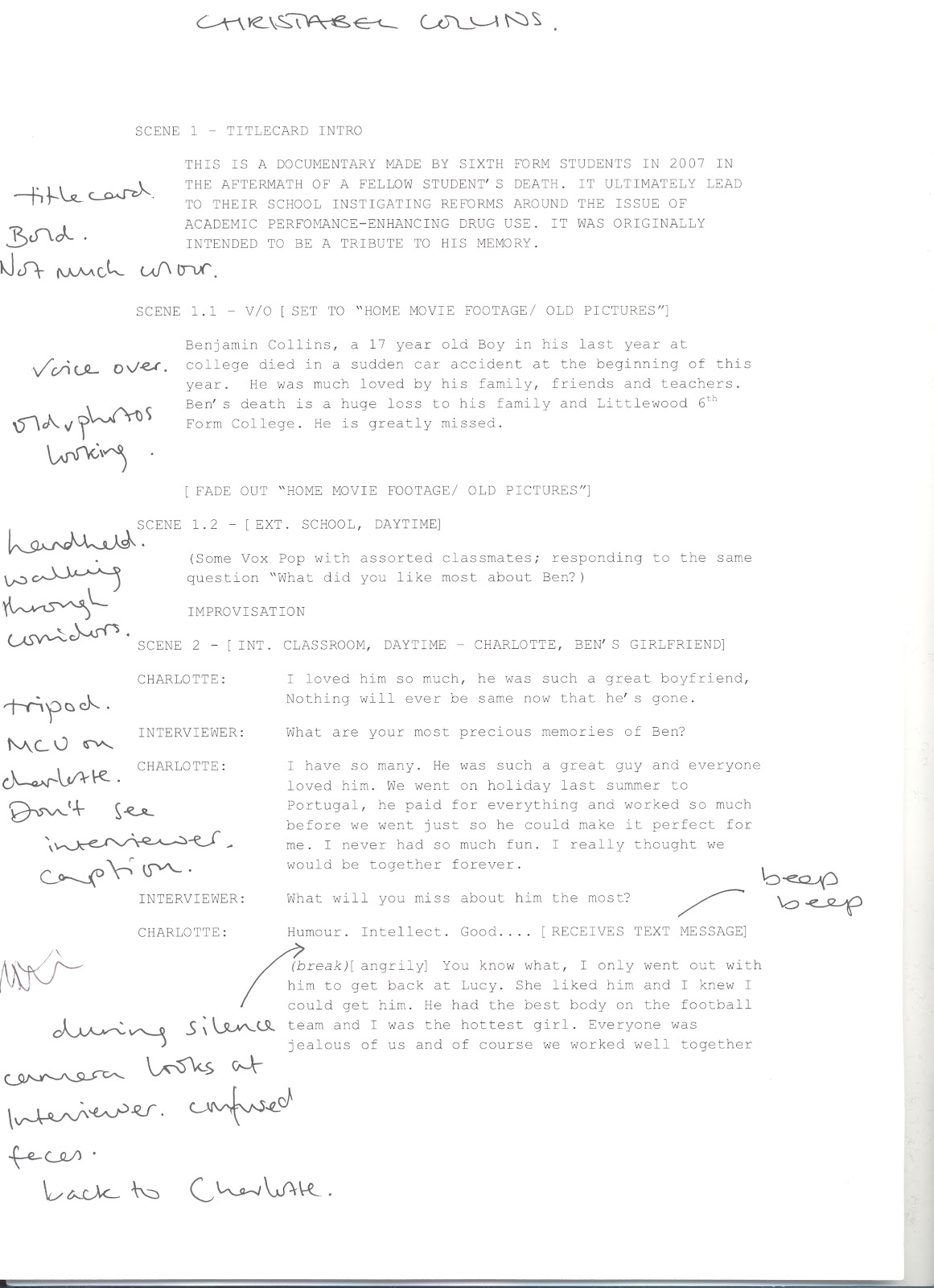 A2 MEDIA ADVANCED PRODUCTION: ANNOTATED SCRIPT