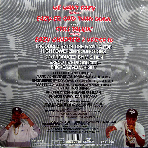 OLAS UN BEKONS HIP-HOP & FUNK BLOG: Eazy-E - We Want Eazy (Remix) (1989 ...