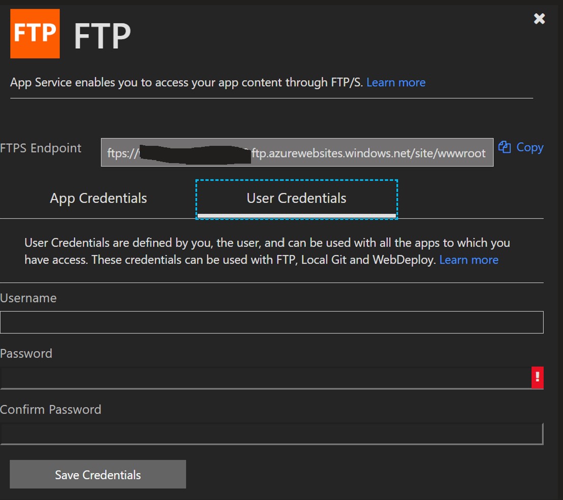 Welcome To Azure Functions And App Services Blog Delete User Level Ftp Credentials In Azure