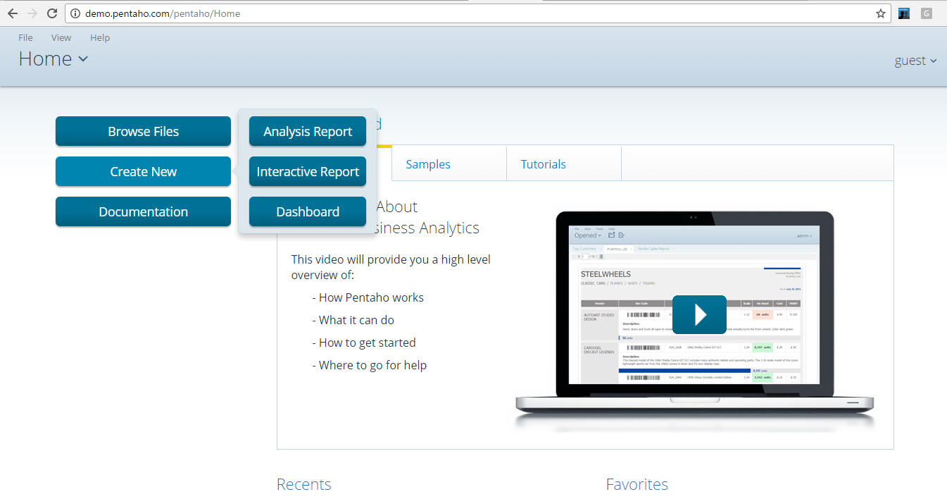 Hitachi Vantara Pentaho Bi Suite Tutorials Hosted Demo Server Pentaho Enterprise 6x