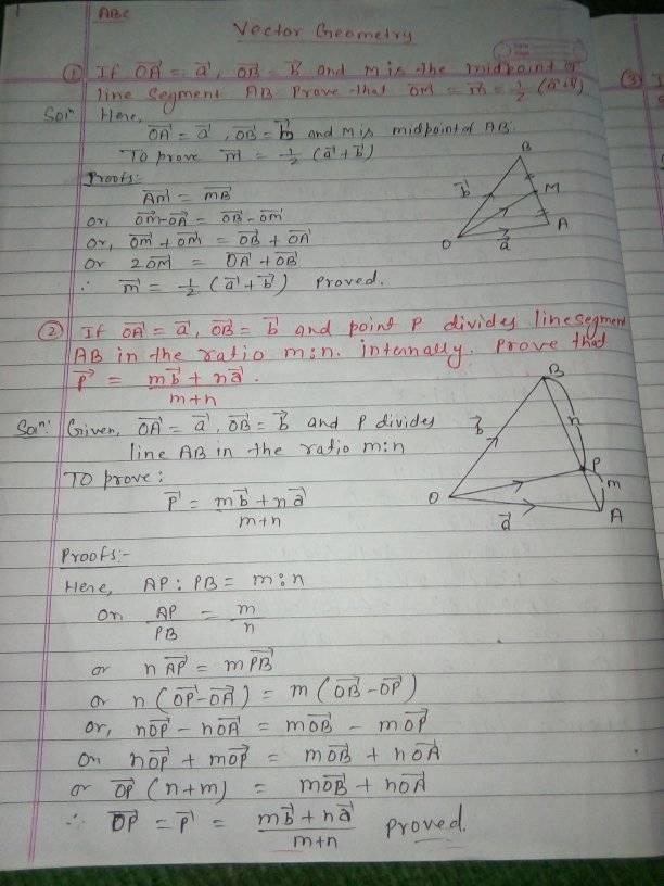Class 10 Optional Math Vector(all proofs) & Important questions ...