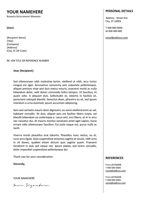 Traditional Cover Letter Template ~ Resume Letter