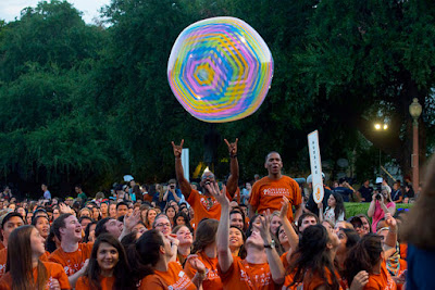Students Gather at the UT Austin University Tower