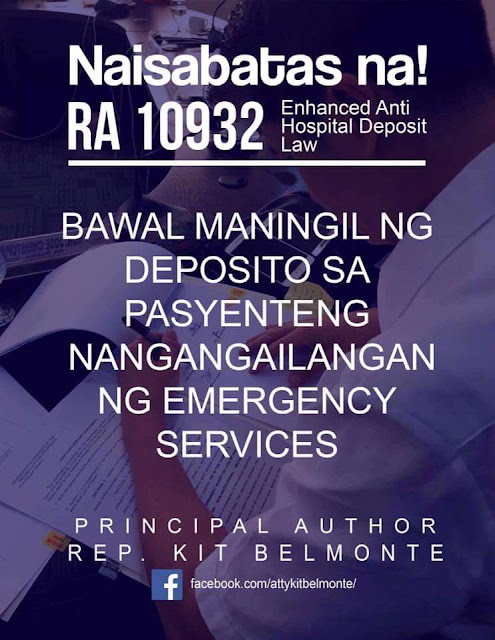 Enhanced Anti-Hospital Deposit Law o RA 10932. - pinoysagip