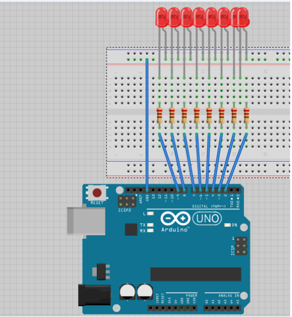 Arduino,secuencia de leds : LABORATORIO 1