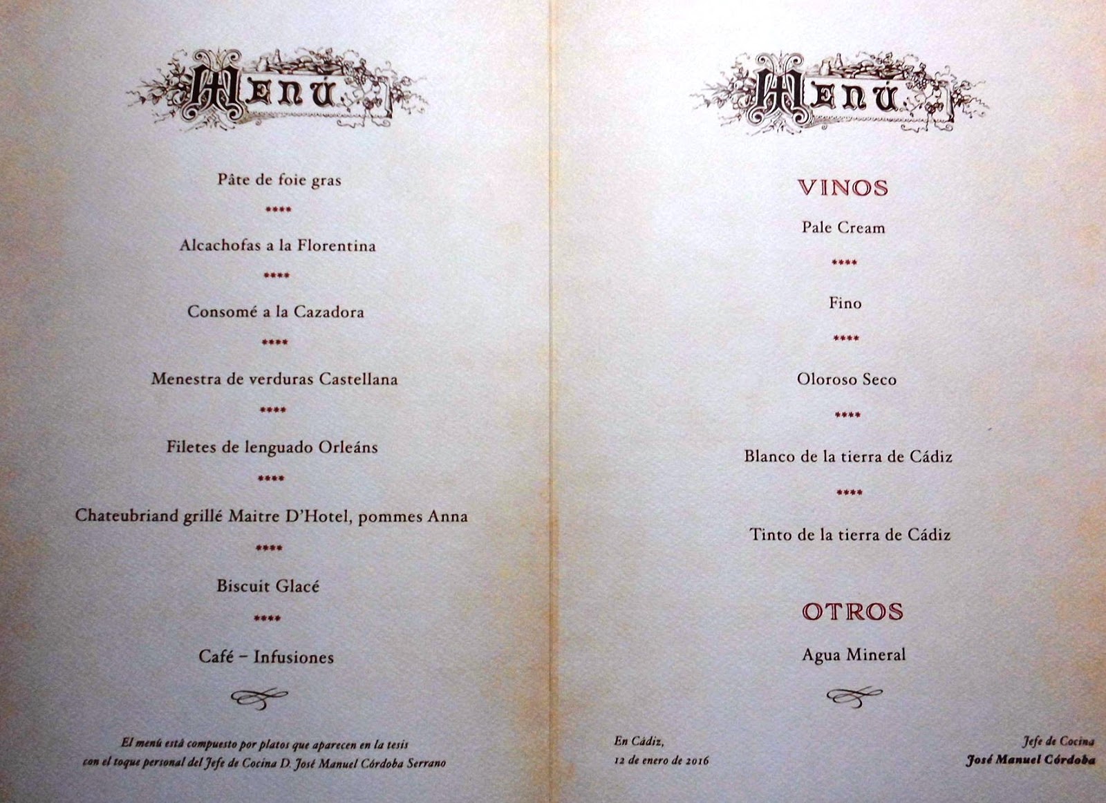 Calle Ancha: Menús entre 1890 y 1910