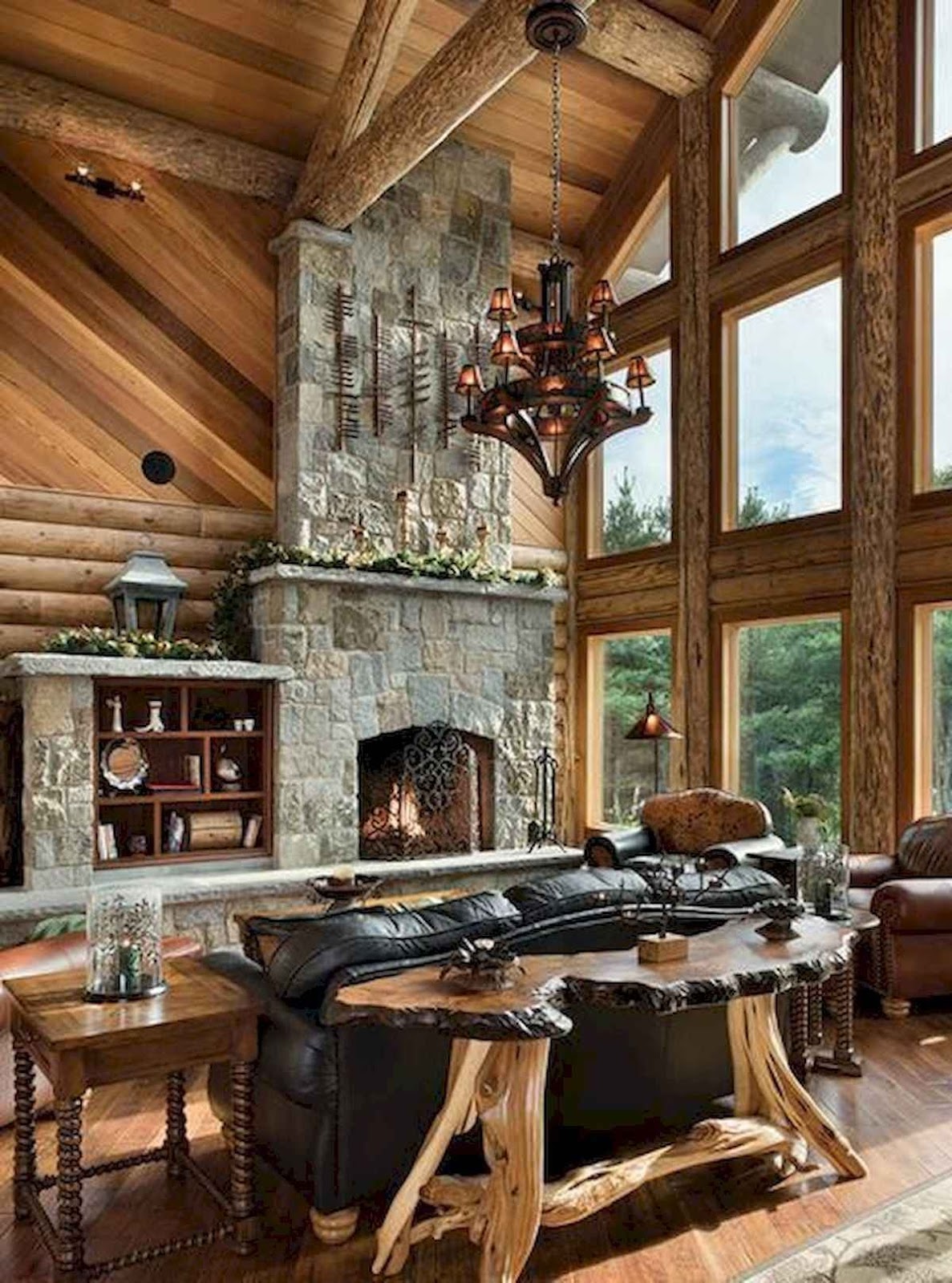 50 Exotic Traditional Fireplace Cabin To Create A Romantic Atmosphere ...