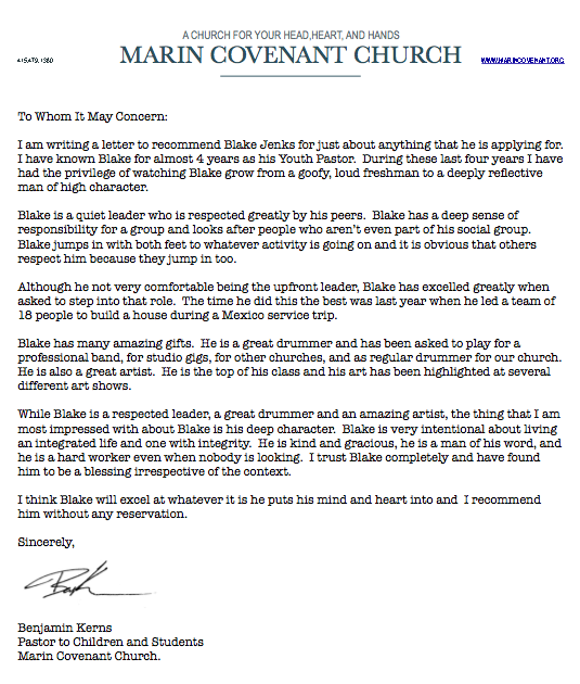 Letter Of Recommendation Pastor - Collage Template