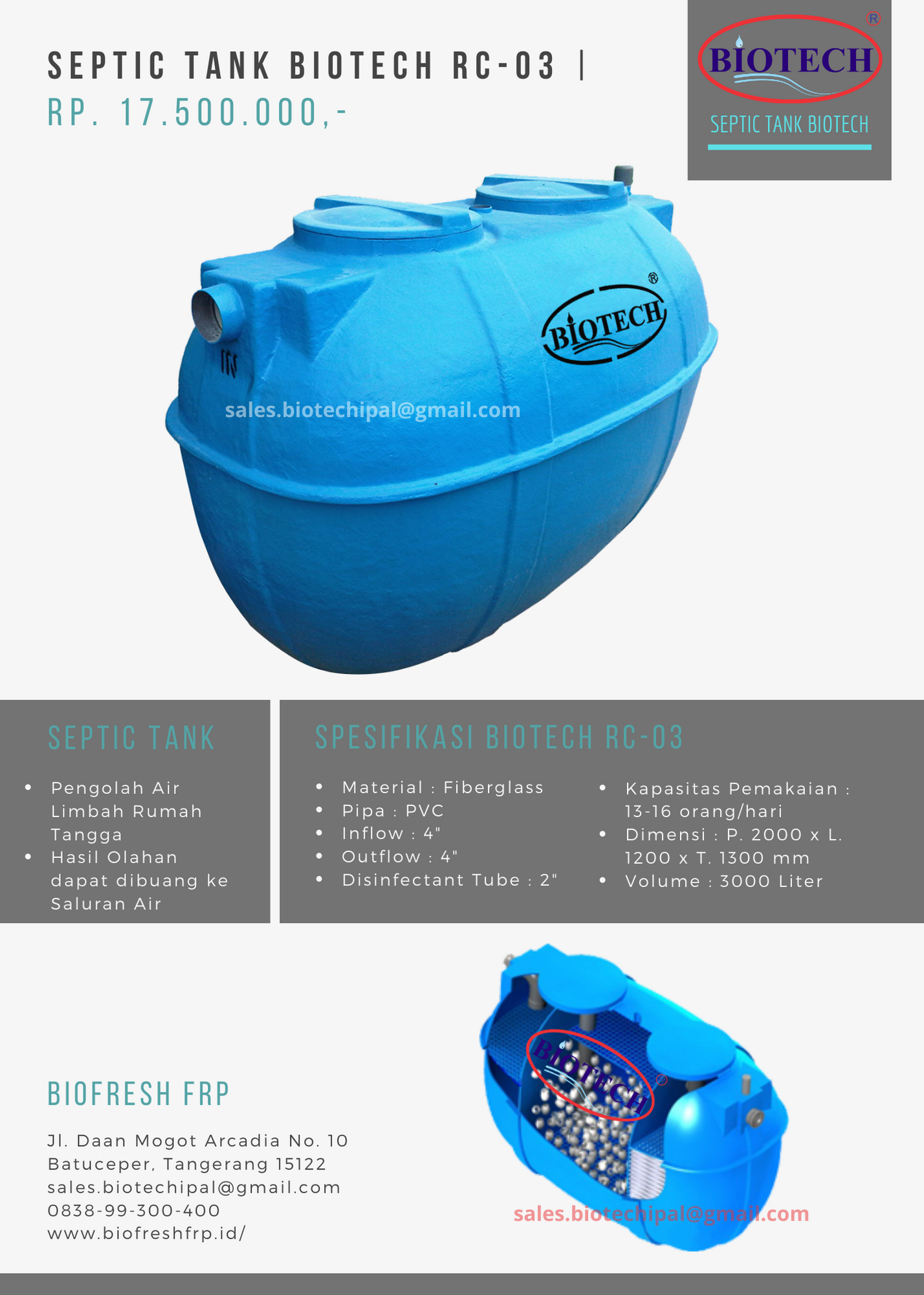 Harga Septic Tank Biotech RC 3 2020 / Price List Tangki Septik Biotech ...