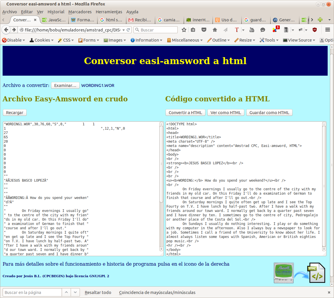 Malagueños Originales Y Libres Conversor De Archivos De Easi Amsword A Html Hecho Con