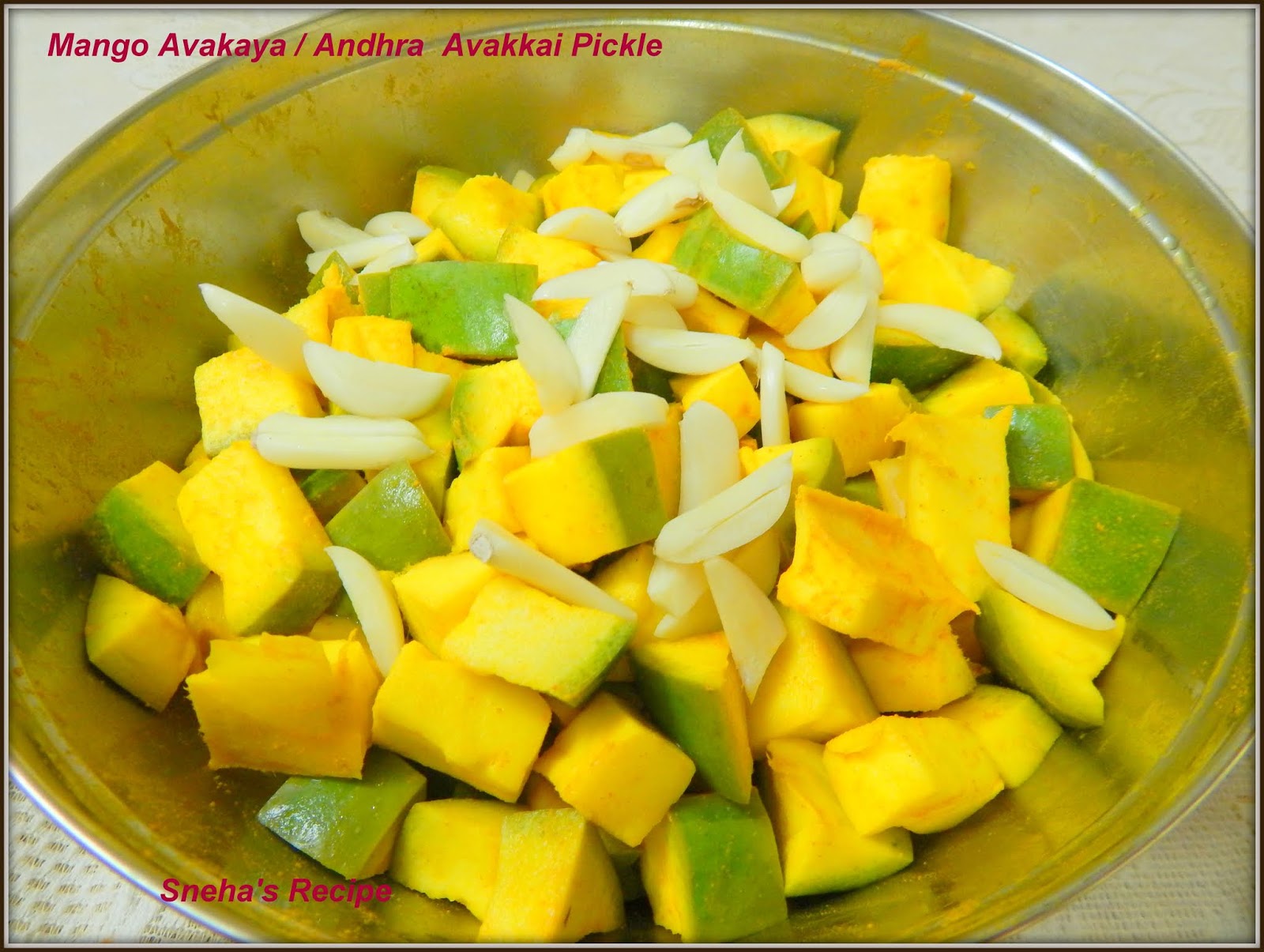 Mango Avakaya / Andhra Avakkai Pickle - Sneha's Recipe