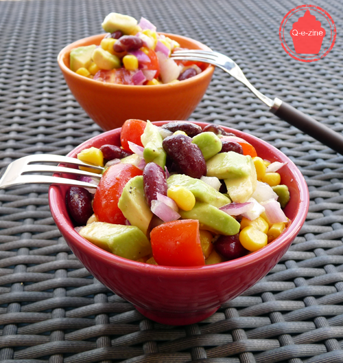 Q-e-zine: Salade estivale haricots rouges, avocat, maïs et tomates