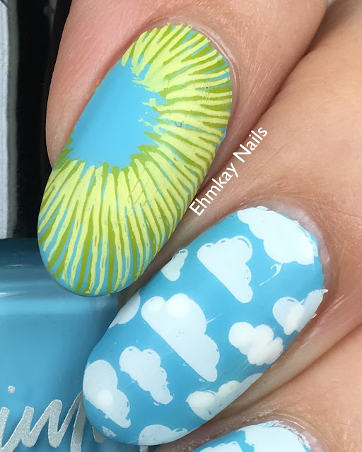 ehmkay nails: Cloud and Sun Stamping