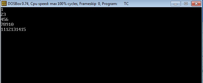 C Programing Program To Print 1 23 456 78910 Pattern Using For Loop In C Language