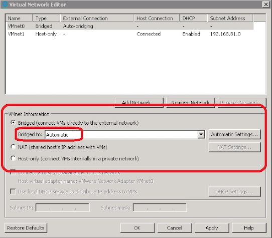 Knowledge Area: VMware Bridge Specific Interface