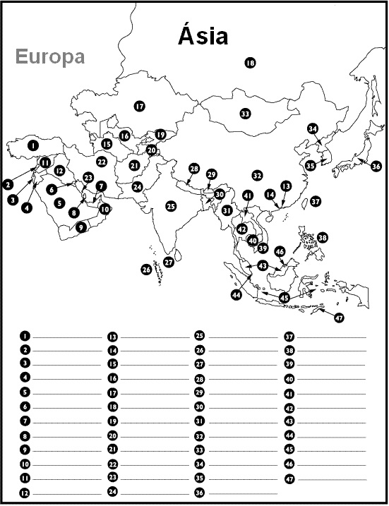 Mapa Da Asia Para Colorir Com O Nome Dos Paises Images