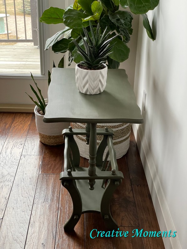 Vintage Accent Table Restored in Rustic Green