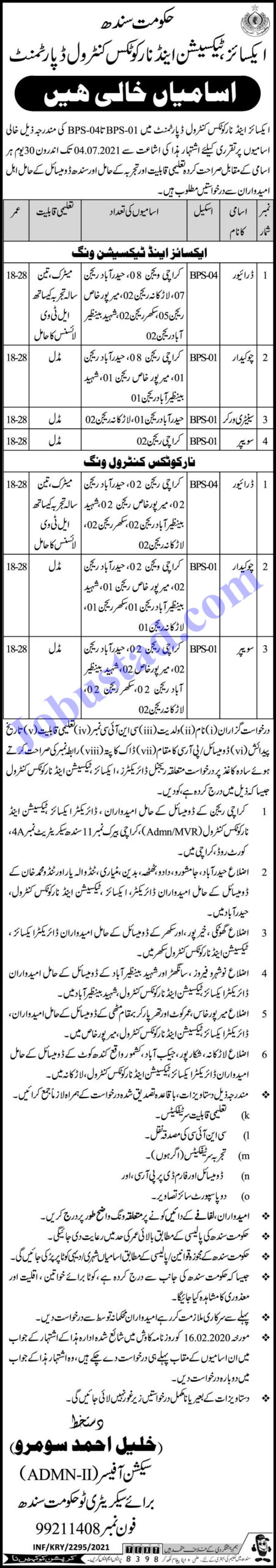 Excise Taxation & Narcotics Control Department Sindh Jobs 2021 in ... Excise Taxation & Narcotics Control Department Sindh Jobs 2021 in ...