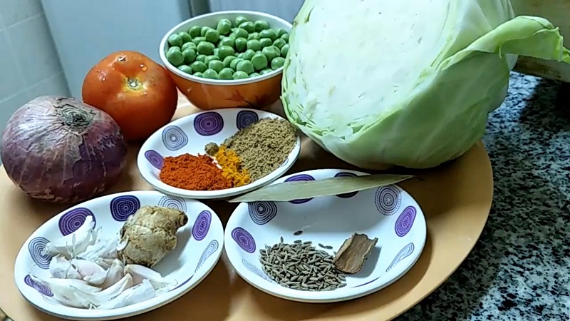 Cabbage Matar Sabzi