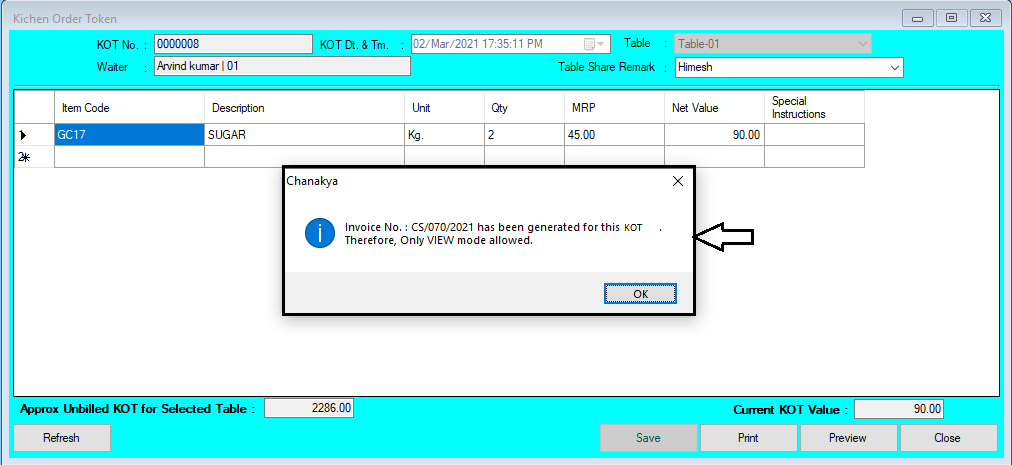 Kitchen Order Token (KOT) Help Guide