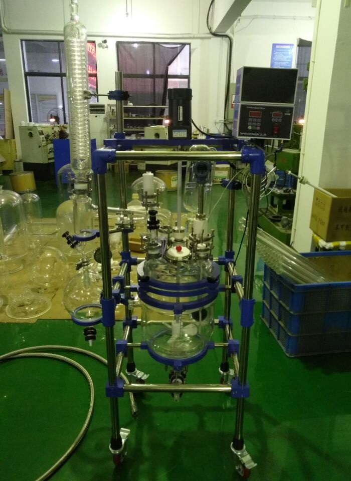 10L Glass Reactor with liquid Level Sensor and Pressure Relief Valve ...