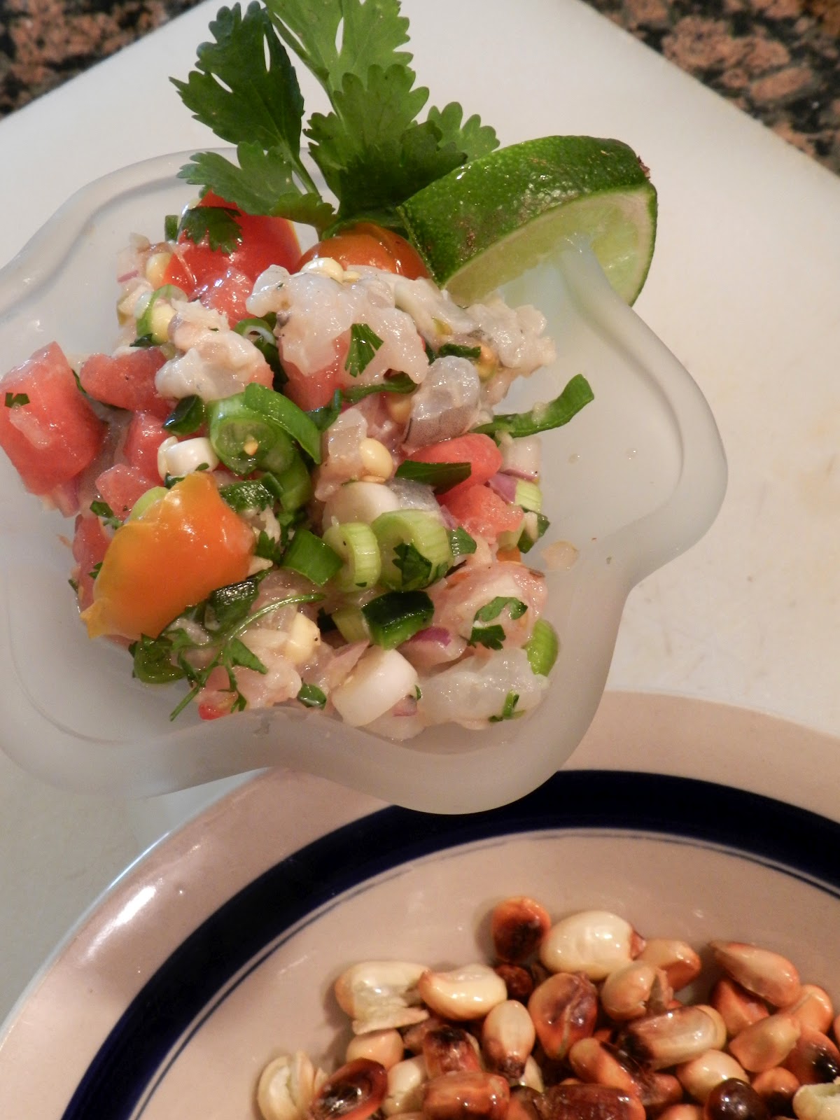 Forks in Our Road: Yellowtail Snapper, Watermelon and Corn Seviche