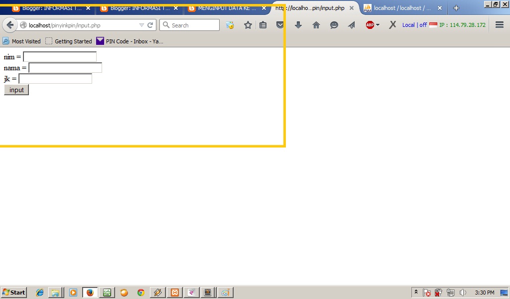 TUTORIAL MENGINPUT DATA KE DATABASE DENGAN SCRIPT PHP | PINYINKPIN TUTORIAL MENGINPUT DATA KE DATABASE DENGAN SCRIPT PHP | PINYINKPIN