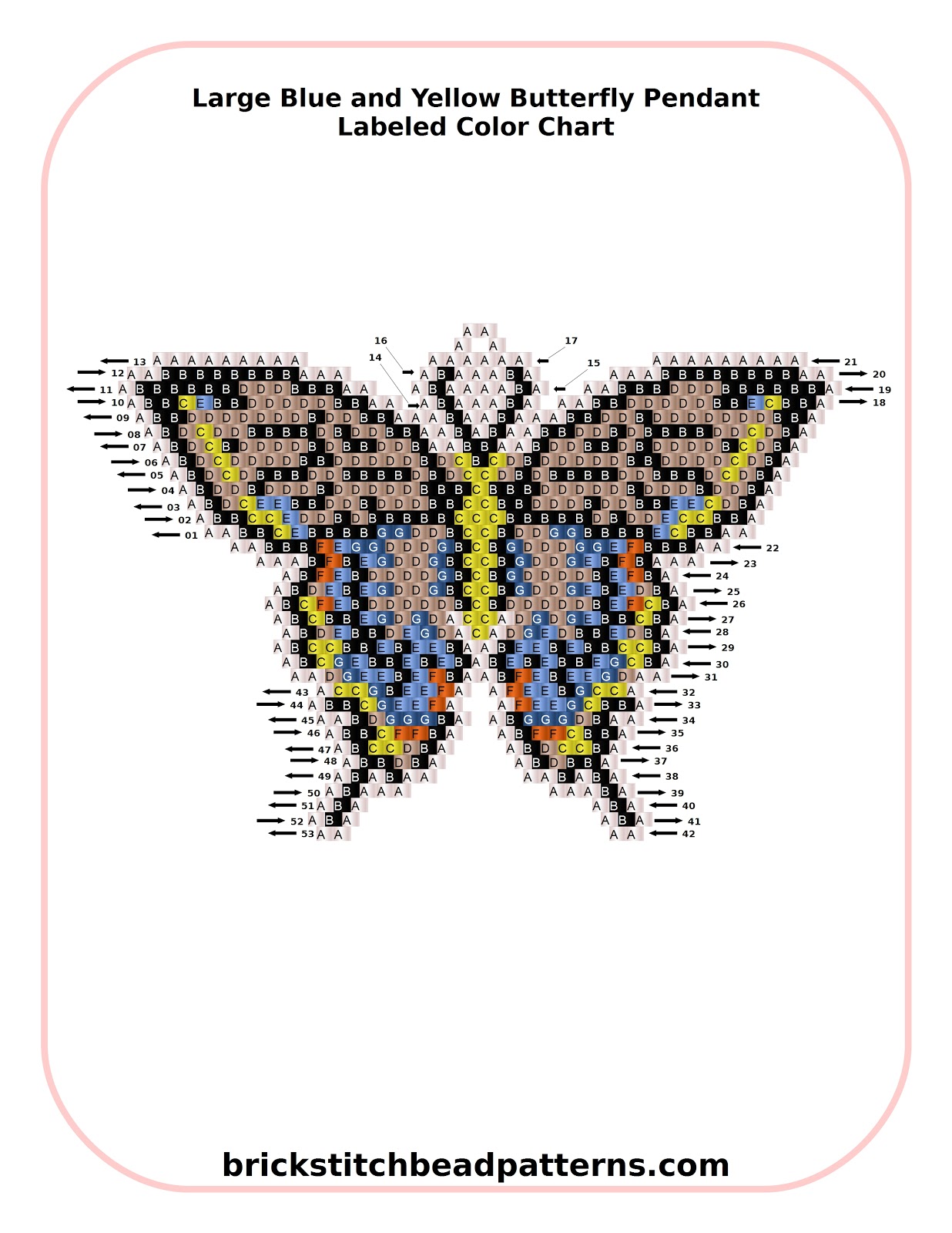 Brick Stitch Bead Patterns Journal: Large Blue and Yellow Butterfly ...