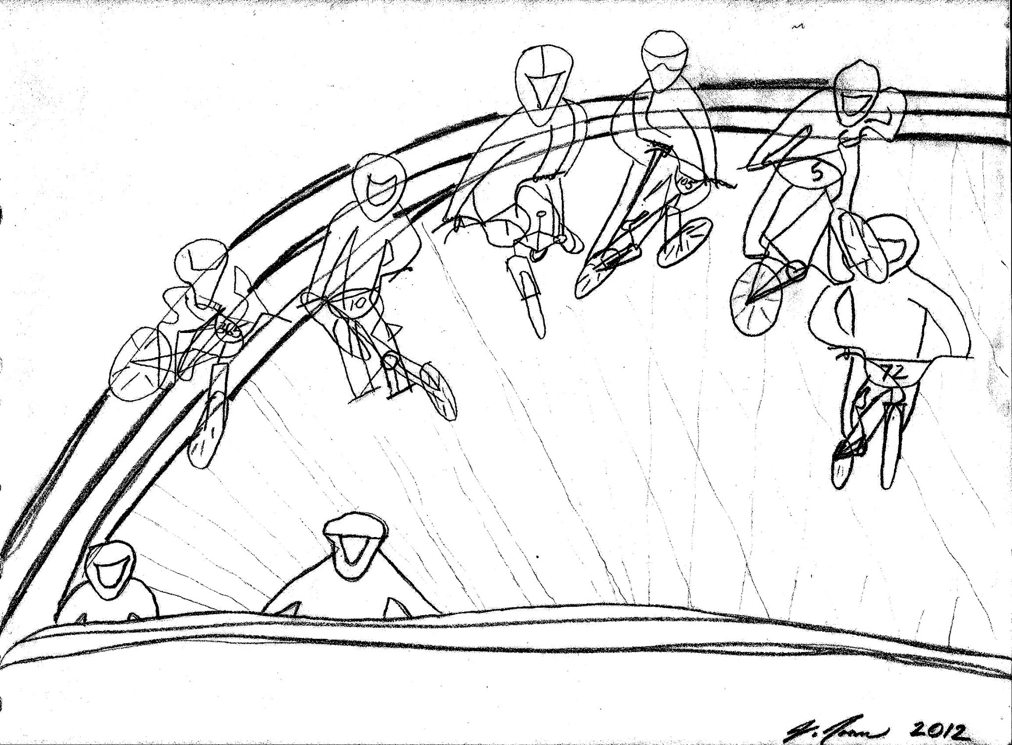 Jonathan Ronn: Abstract pencil drawings of BMXers manipulated in Photoshop