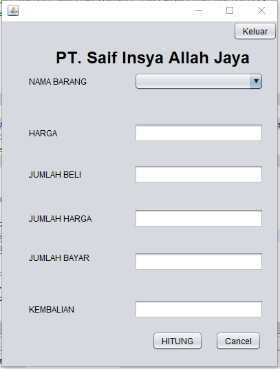 MEMBUAT DAFTAR HARGA BARANG MENGGUNAKAN JAVA NETBEANS