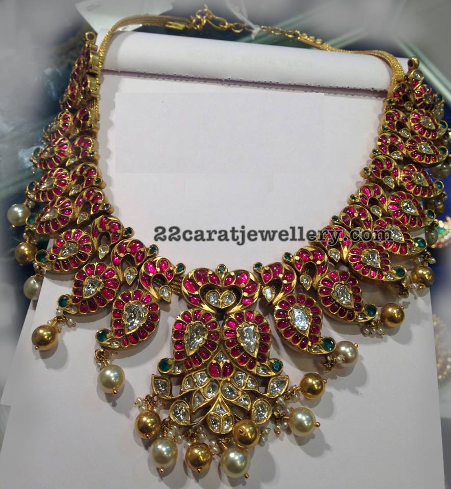 Burmese Rubies Mango Peacock Necklace - Jewellery Designs
